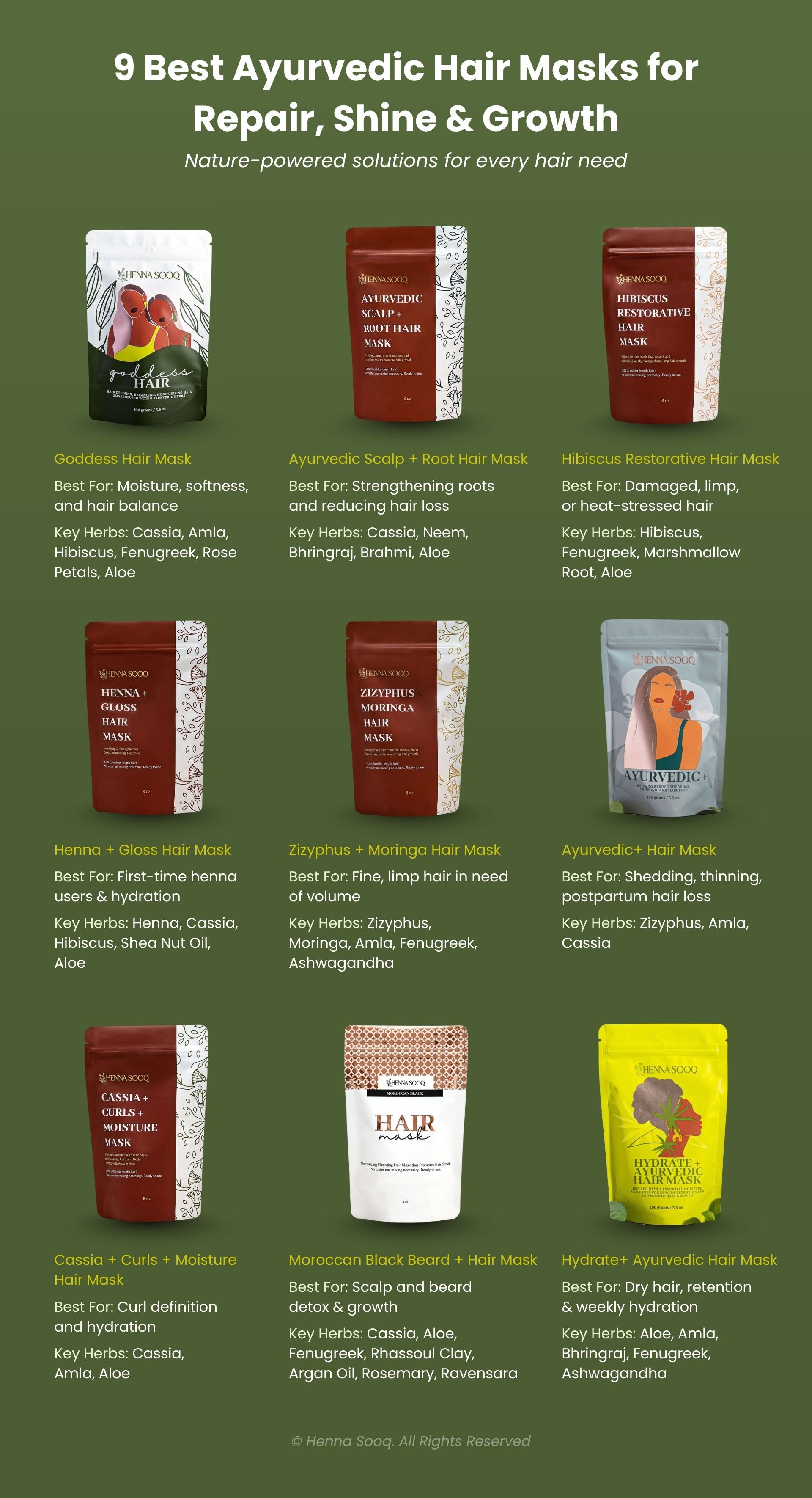 9 Ayurvedic Hair Masks for Repair, Shine & Growth: Henna Sooq