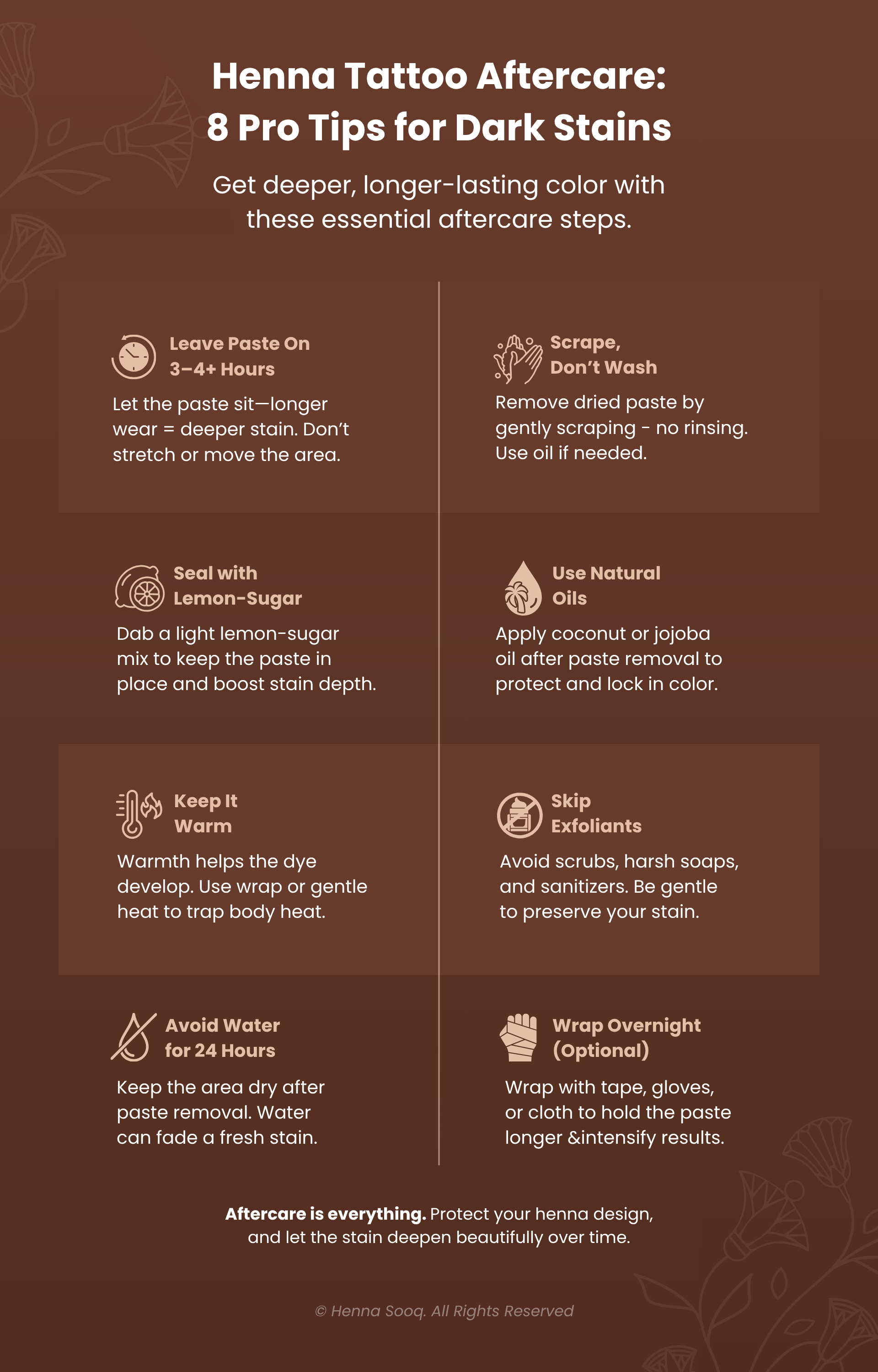 Henna Tattoo Aftercare: 8 Tips for Dark, Long-Lasting Stains – Henna Sooq